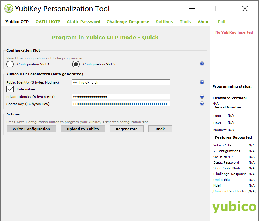 YubiKey OTP 配置 – Extrawdw